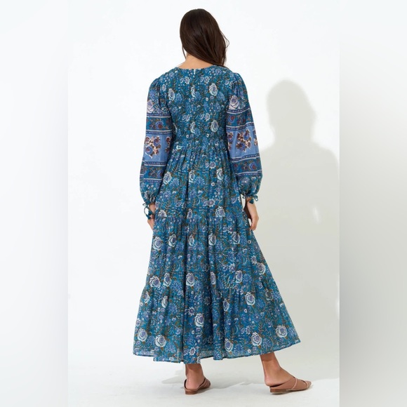 Oliphant | Dresses | Oliphant Blue Tolouse Smocked Top Maxi | Poshmark